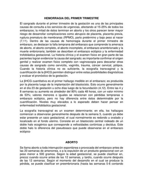 Hemorragia del primer trimestre | Sofia Rodriguez. | uDocz