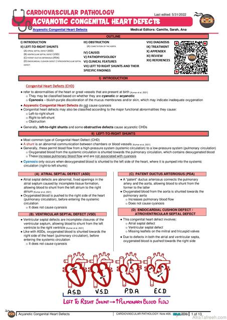 Acyanotic Congenital Heart Defect atf | Omar Mendo | uDocz