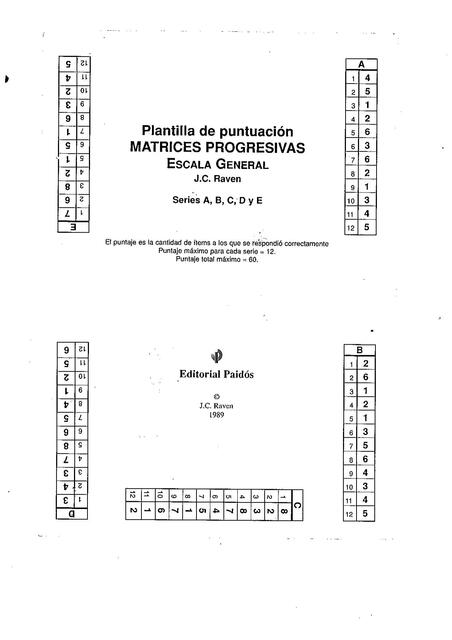 PLANTILLA DE CORRECCION DE RAVEN GENERAL | Anayeli Joselin Gabriel Elme ...