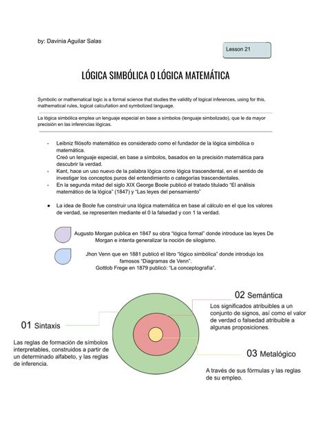LÓGICA SIMBOLICA O LÓGICA MATEMÁTICA 2 | Davinia Aguilar | uDocz