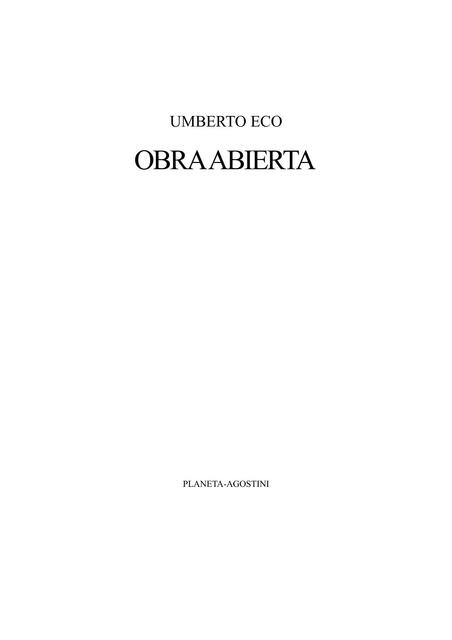 eco umberto obra abierta | Fausto | uDocz