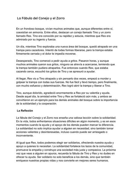 La Fábula del Conejo y el Zorro | Felix | uDocz