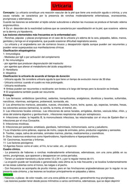 Urticaria | RoseMedScience ( Rose Mary Favier ) | uDocz