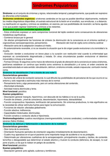 Síndromes psiquiatricos | RoseMedScience ( Rose Mary Favier ) | uDocz