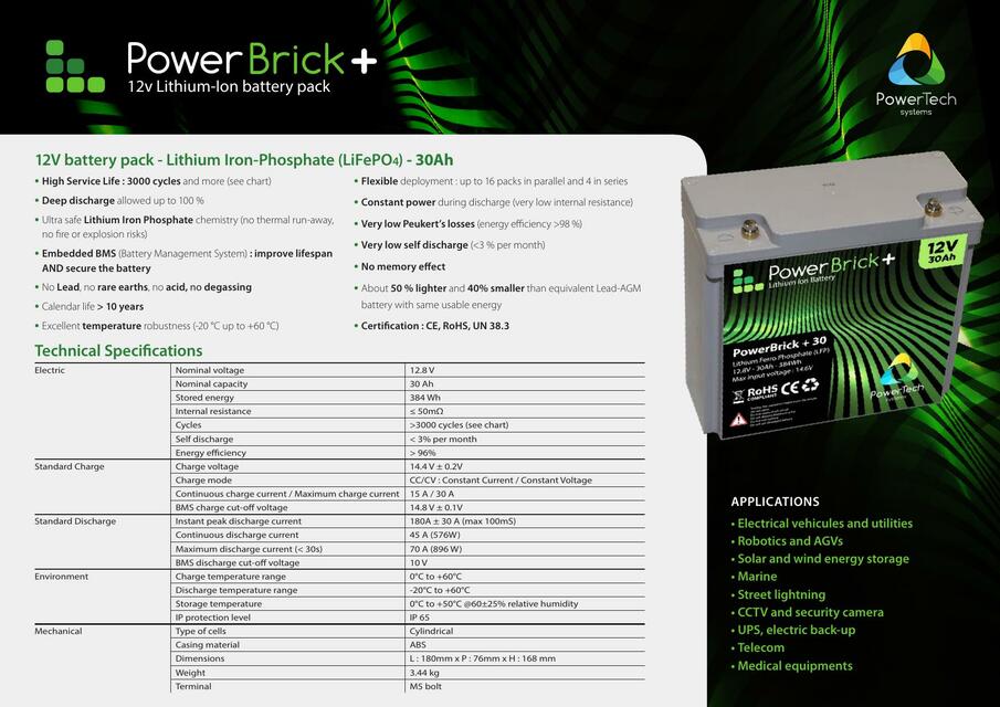 PowerBrick PRO 12V 30Ah Lithium Ion battery | Jorge | uDocz PowerBrick PRO 12V 30Ah Lithium Ion battery | Jorge | uDocz