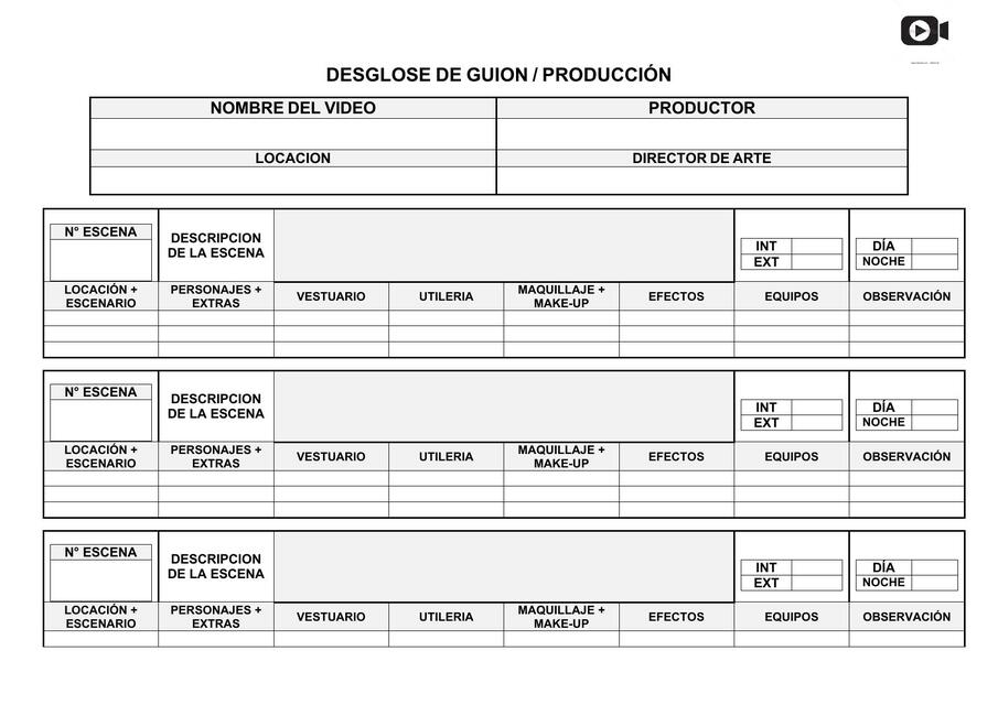 4 FORMATO Desglose de guion producción | Fausto | uDocz