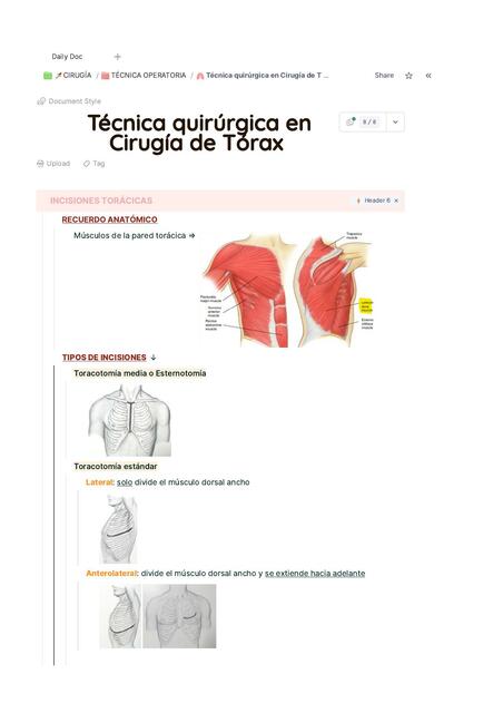 Técnica quirúrgica en Cirugía de Tórax | Anaiz Ticona Flores | uDocz