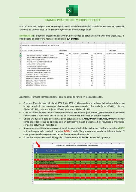 EXAMEN PRÁCTICO DE MICROSOFT EXCEL 1 | DANTE | uDocz