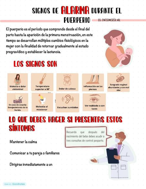 puerperio signos de alarma | Enfermería.val | uDocz