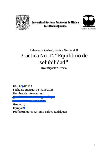 IP P13 Equilibrio de solubilidad | Ana Torres | uDocz