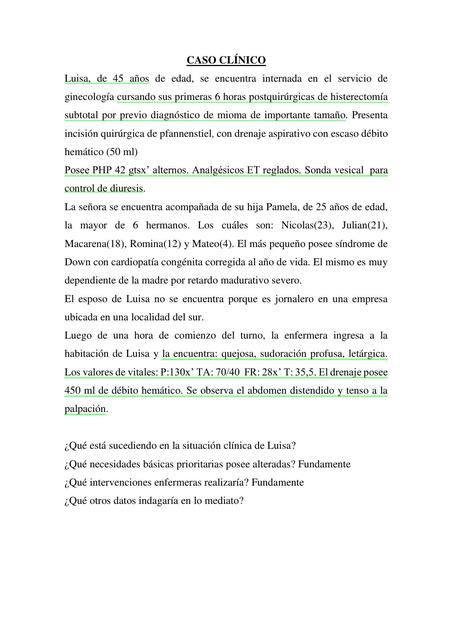 CASO CLÍNICO Hemorragia Post-parto | Abril Di Battista | uDocz