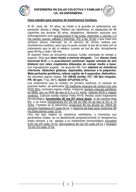Caso Clinico Insuficiencia Cardiaca | Abril Di Battista | uDocz