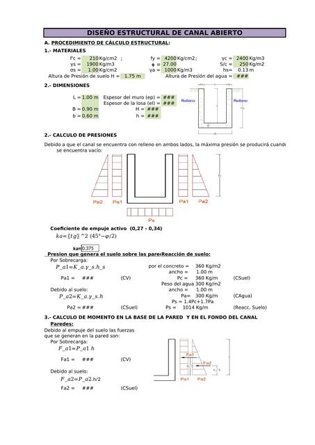 DISEÑO ESTRUCTURAL CANAL | uDocz