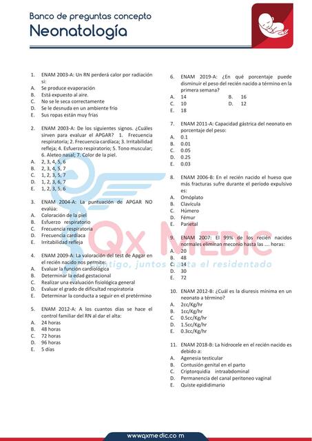 Banco Conceptos de Neonatologia - Qx medic | Andrea Llanqui García | uDocz