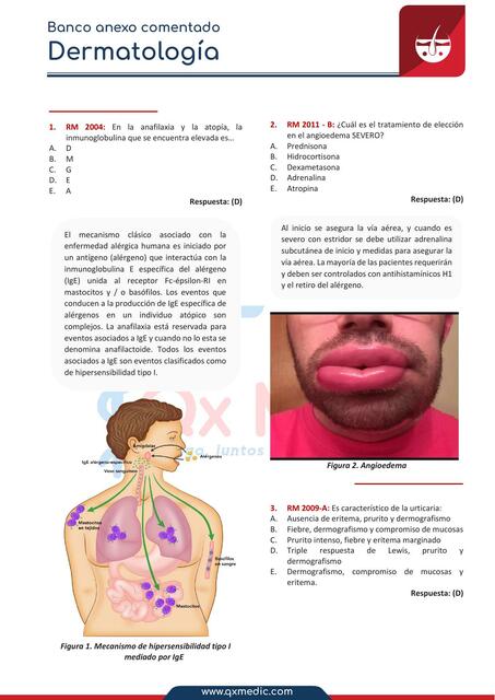Banco anexo comentado dermatología - Qx medic | Andrea Llanqui García | uDocz