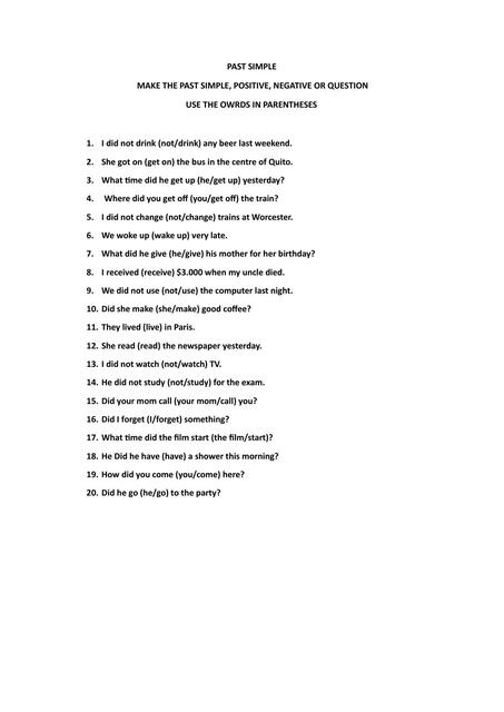 Copia de PAST SIMPLE POSIT NEGAT QUESTIONS 1 | Diego | uDocz