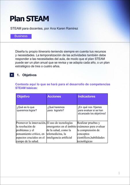 Plan STEAM plantilla | HEYDI STEFANIA ALVARADO VILLAMAR | uDocz