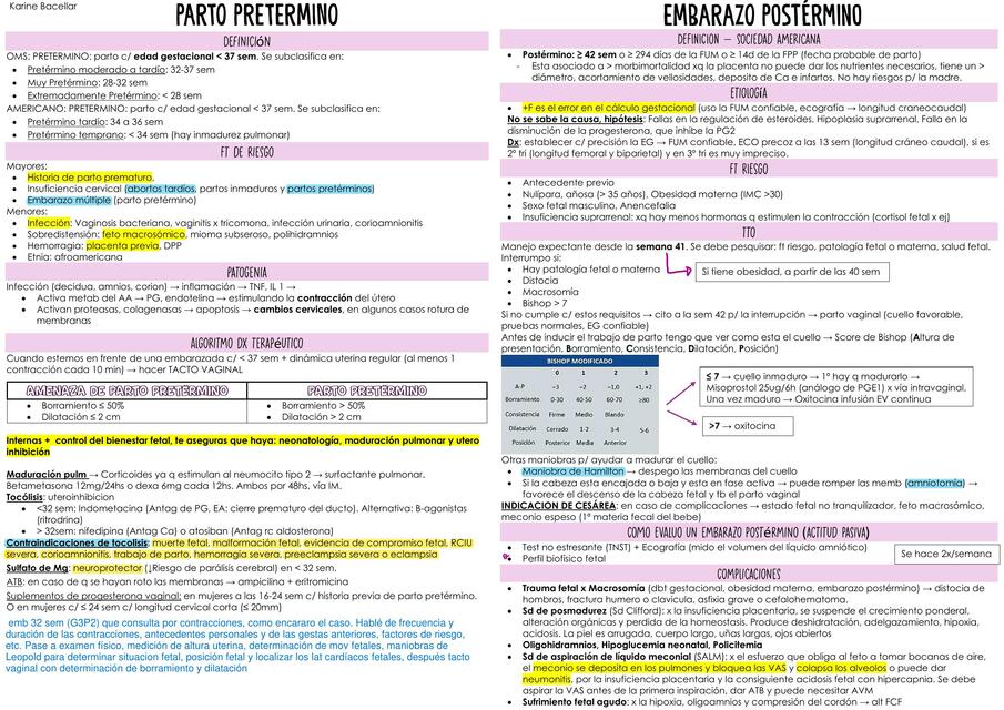 PARTO PRETERMINO y POSTERMINO | Karine Bacellar | uDocz