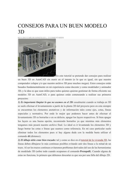 CONSEJOS IMPORTANTES PARA MODELADO 3D | William Rios | uDocz CONSEJOS IMPORTANTES PARA MODELADO 3D | William Rios | uDocz