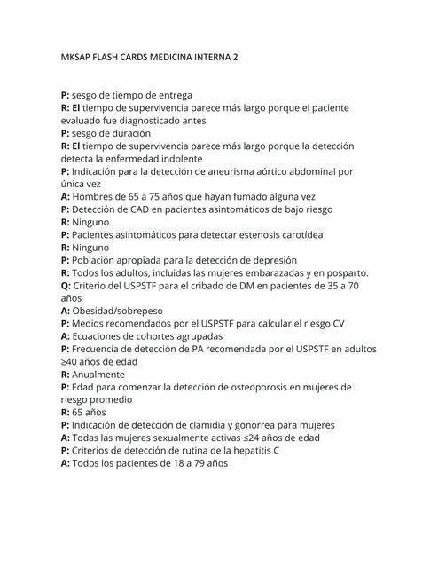 FLASH CARDS MEDICINA INTERNA 2 | medi_fer | uDocz