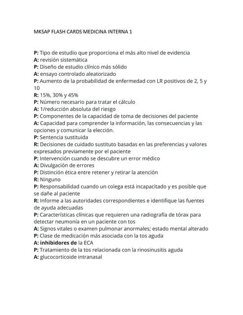 Flashcards de FLASH CARDS MEDICINA INTERNA 1 | Por medi_fer | uDocz